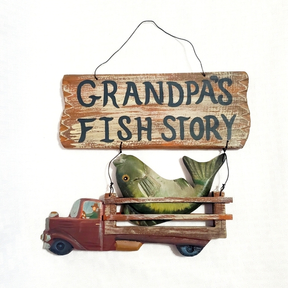 Unbranded | Wall Decor | Handcrafted Wood Sign Grandpas Fish Story ...